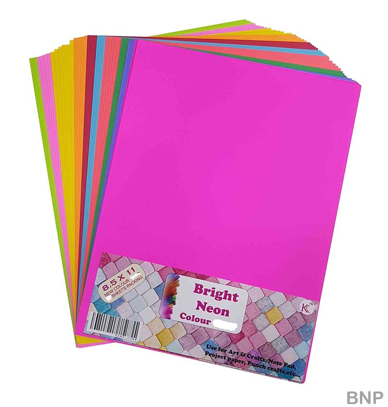 BRIGHT NEON COLOR PAPER MULTI 100 SHEET 8.5X11 – GIFT TO LOVE