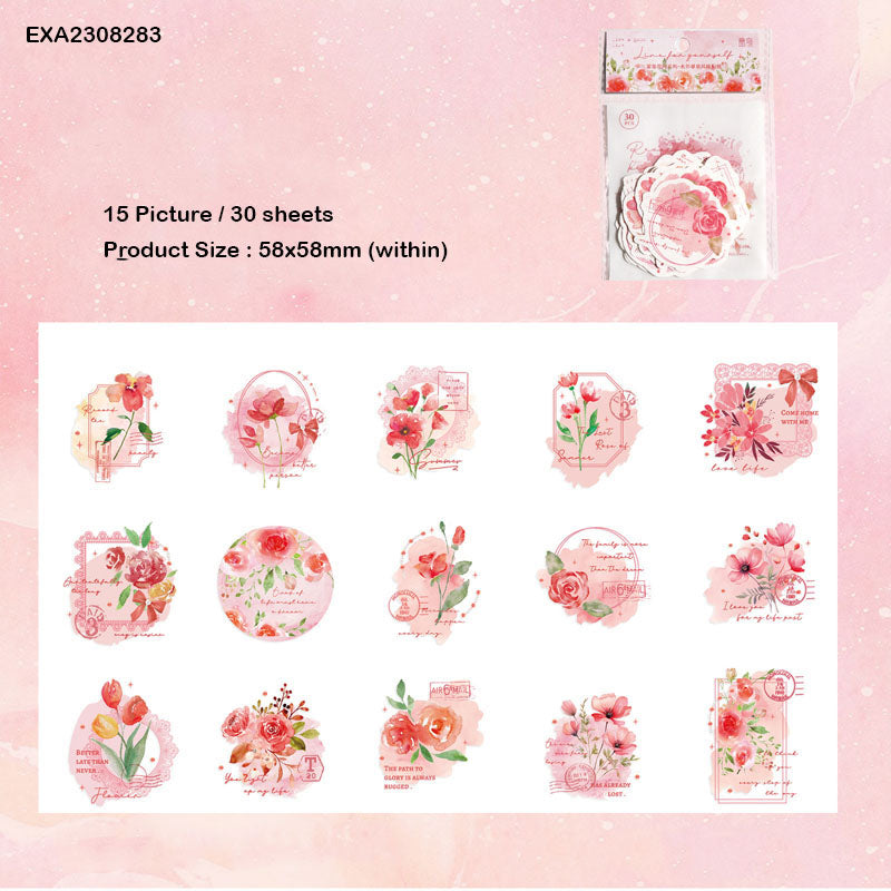 EXA2308283 DIY BLOOMING PAPER CUTOUT STICKER 30PC – GIFT TO LOVE